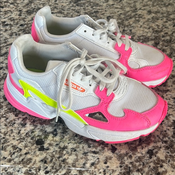 adidas | Shoes | Adidas Neon Pink And White Sneakers | Poshmark